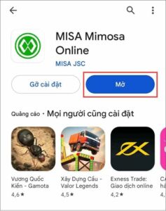 Cài đặt và đăng nhập ứng dụng Mimosa Online – MIMOSA Online