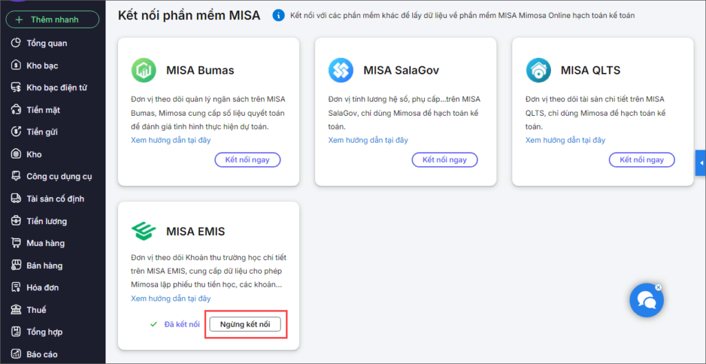 Lập phiếu thu tiền mặt từ MISA EMIS – MIMOSA Online